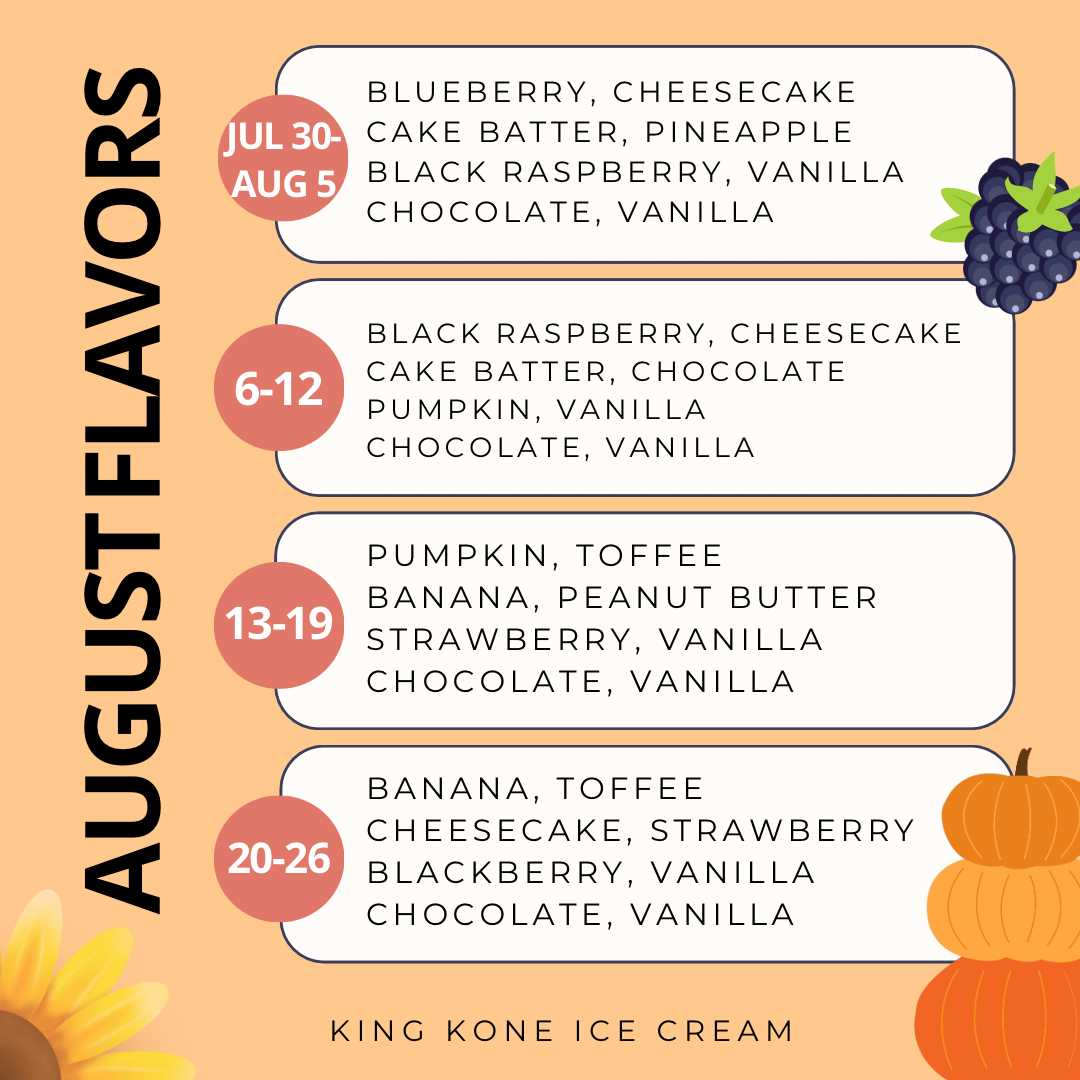 Menu - King Kone Ice Cream